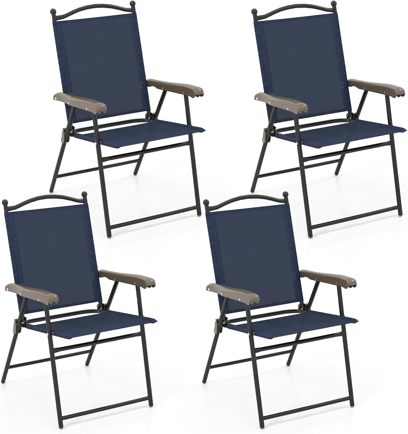 Lorelia Set of 4 Patio Folding Chairs, Outdoor Patio Dining Chairs w ...