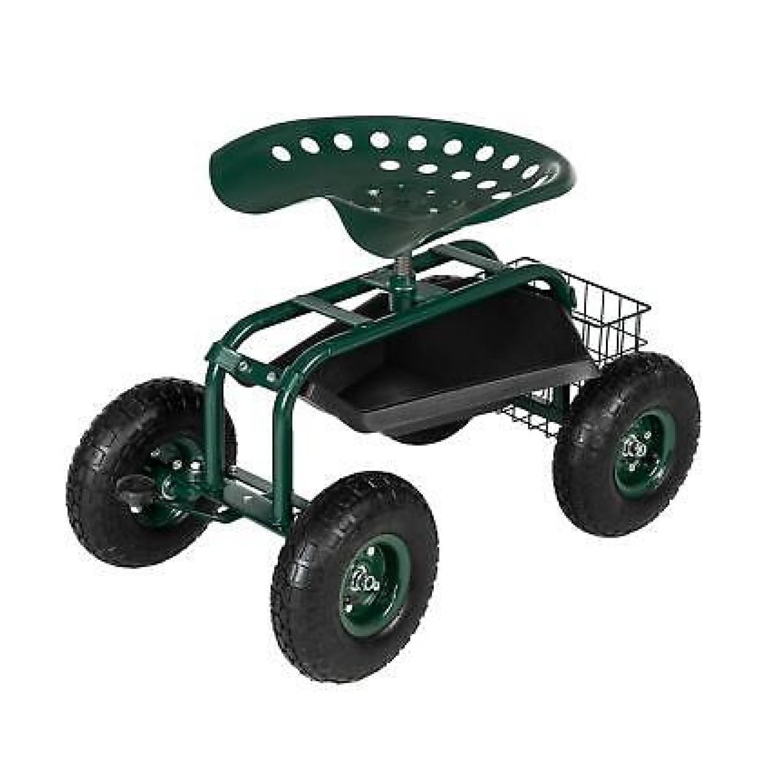 Lorelia Steerable Rolling Work 360 Swivel Seat Garden Stool Cart ...
