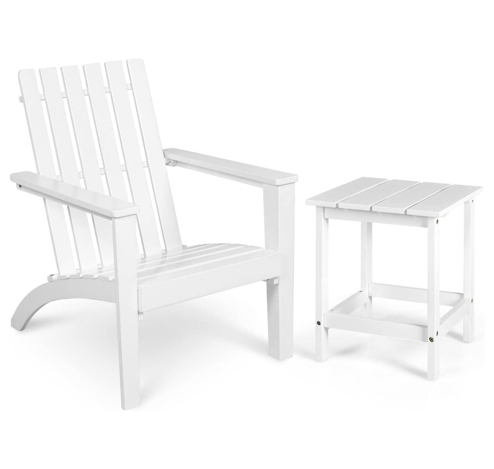 Lorelia Wood Adirondack Chair & Side Table Set, Patio Bistro Set with ...