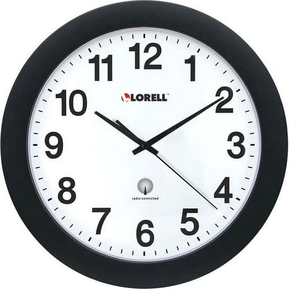 Lorell 12" Round Radio Controlled Wall Clock - Analog - Quartz - White ...