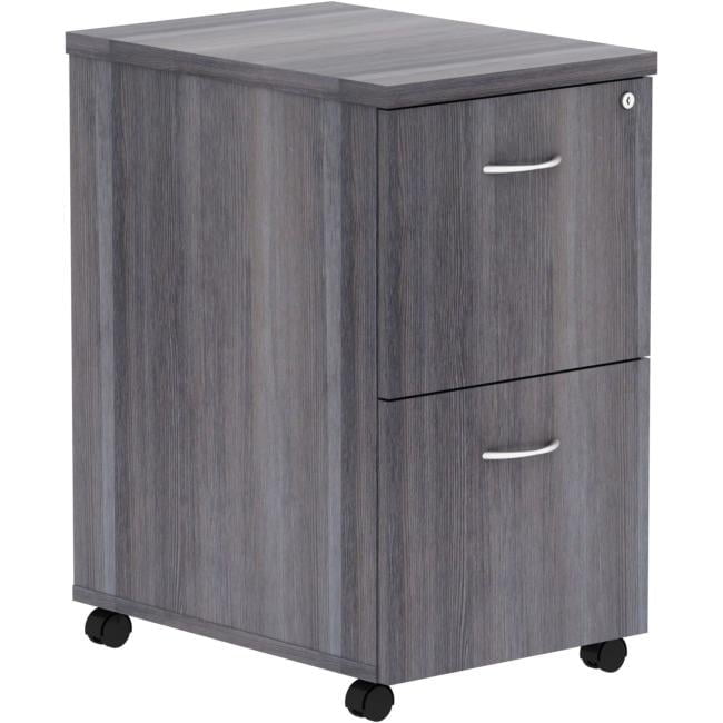 Lorell 2 Drawer Weathered Charcoal Laminate Pedestal Desking, Charcoal ...