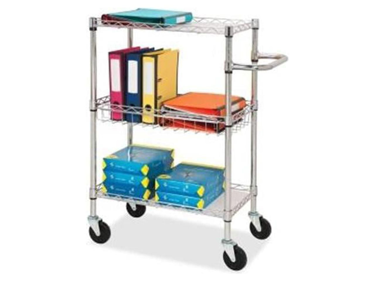 Lorell LLR84858 3-Tier Wire Rolling Cart- 18 in. x 30 in. x 40 in ...