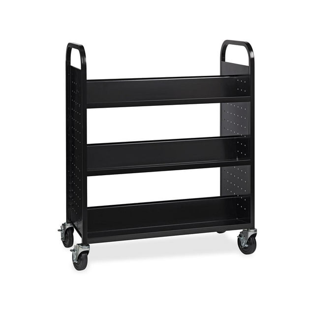 Lorell Book Cart Double-sided 6 Shelves 38"Wx18"Dx46-1/4"H BK 99931 ...