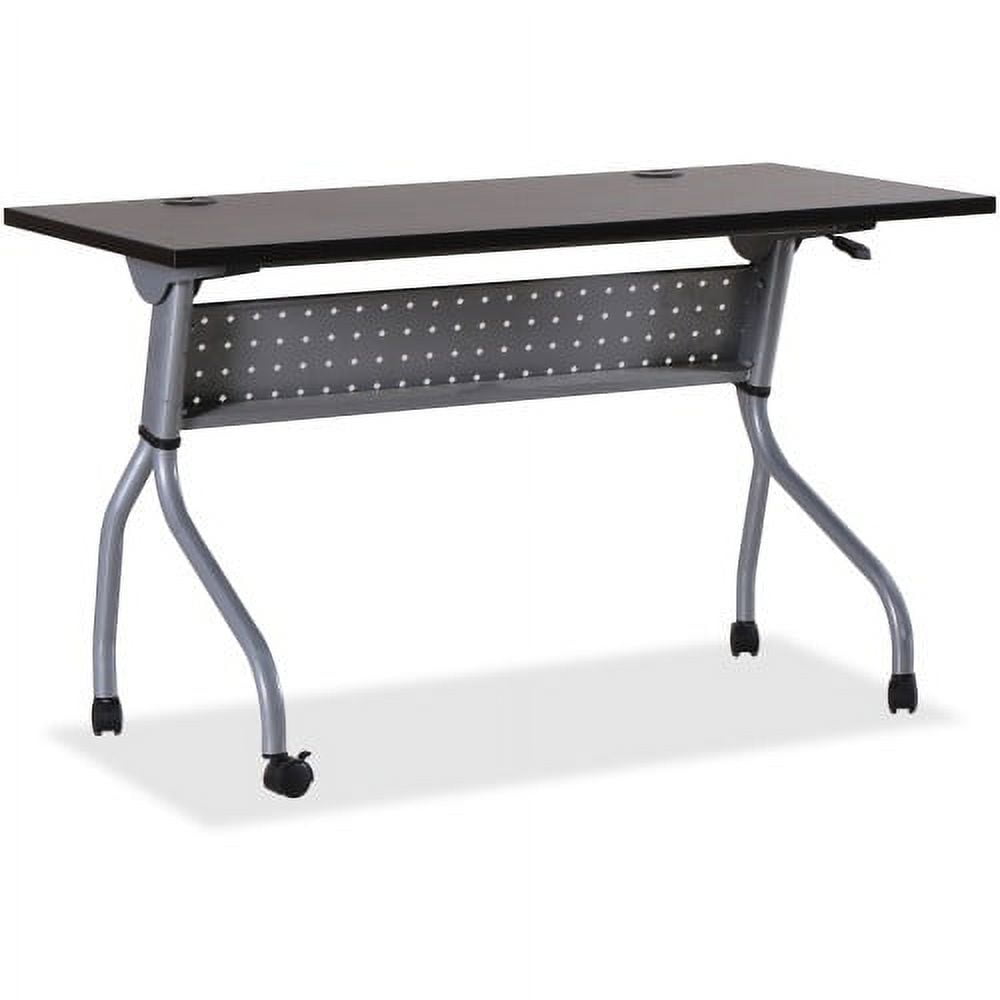Lorell Espresso/Silver Training Table Rectangle Top - Four Leg Base - 4 ...