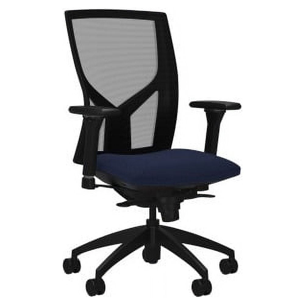 Lorell High-Back Mesh Chairs with Fabric Seat Fabric Dark Blue, Foam ...