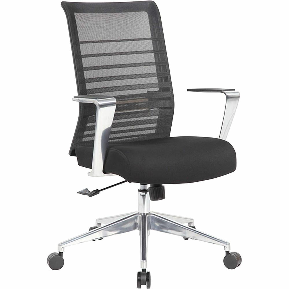 Lorell Horizontal Mesh Hi-Back Conference Chair - Black Fabric, Molded ...