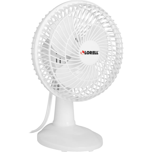 Lorell, LLR49257, 6" Two Speed Tilt Plastic Desk Fan, 1 Each, White ...