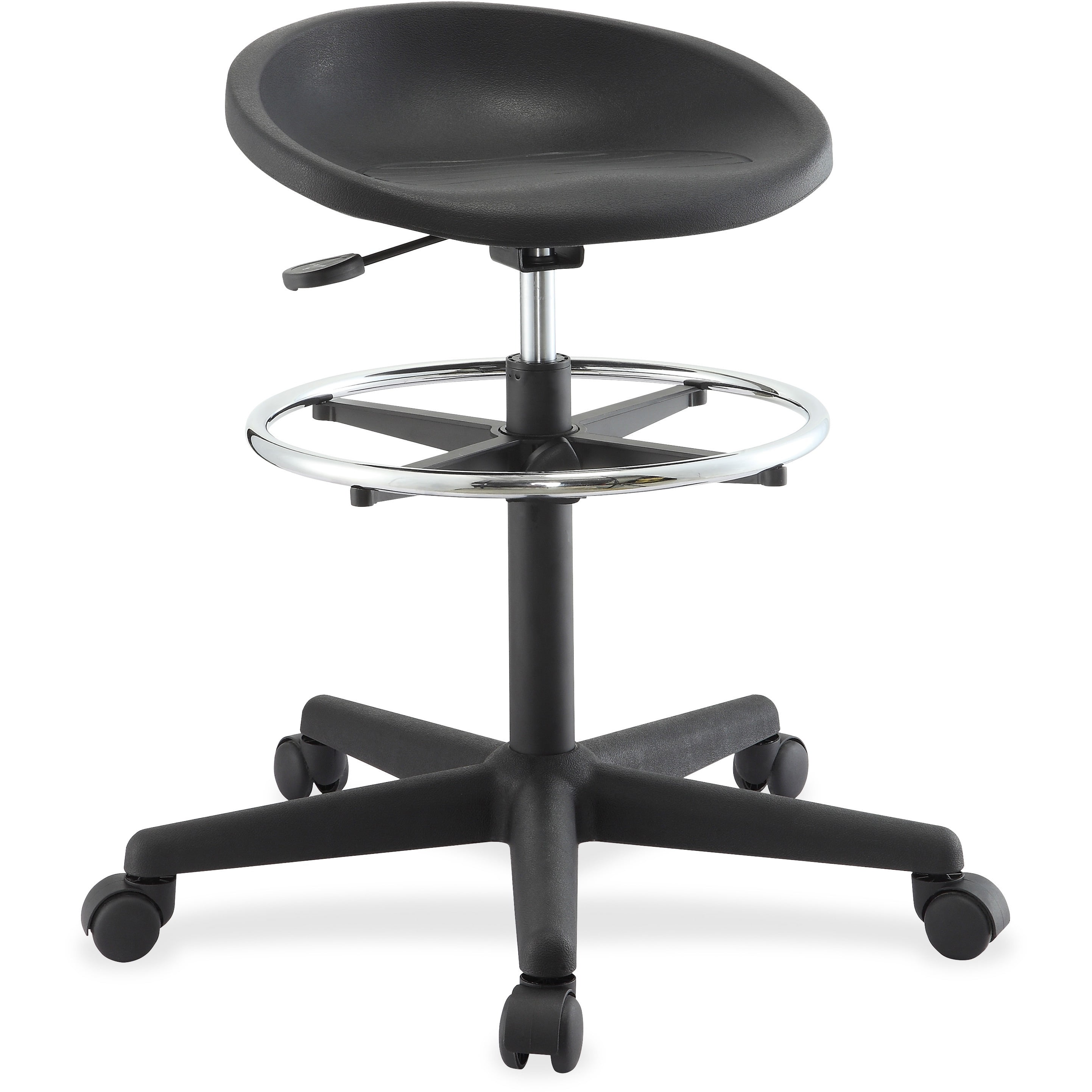 Lorell, LLR66916, Chromed Footring Adjustable Stool, 1 Each, Black ...