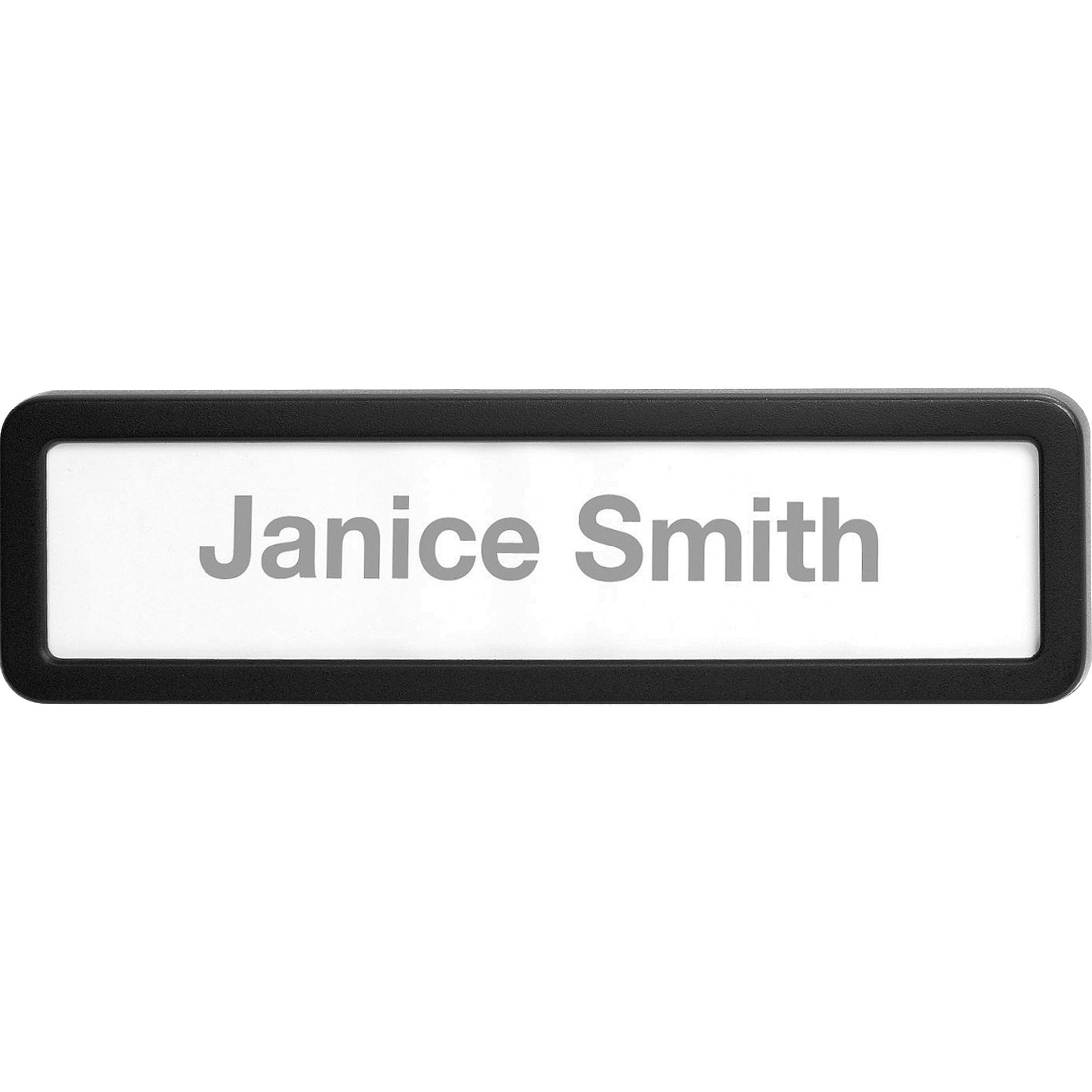 Lorell Recycled Plastic Cubicle Nameplate, Black, Hanging Mount for ...