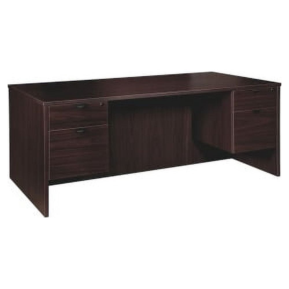 Lorell Prominence 2.0 Espresso Laminate Double-Pedestal Desk - 2-Drawer ...