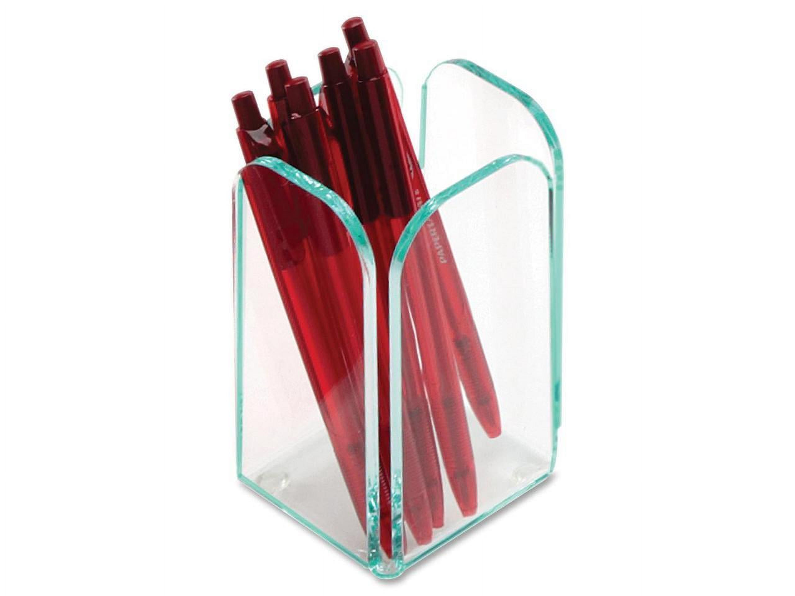 Lorell Transparent Pencil Cup 2-3/4"x2-3/4"x4-3/4" CL/Green 80656 ...