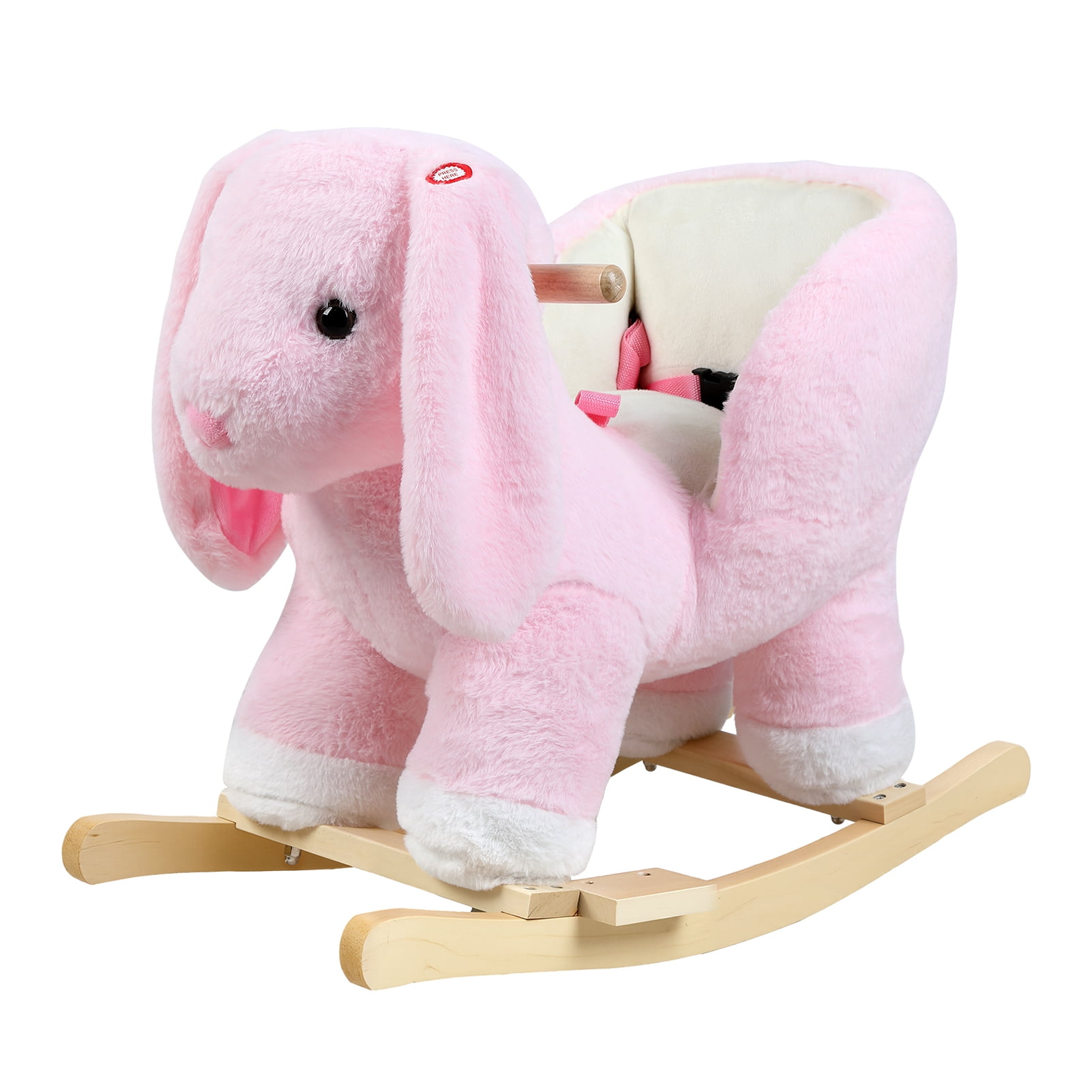 Lorelo Baby Rabbit Rocking Horse with Music, Handle, Foot Pedal, Safety ...