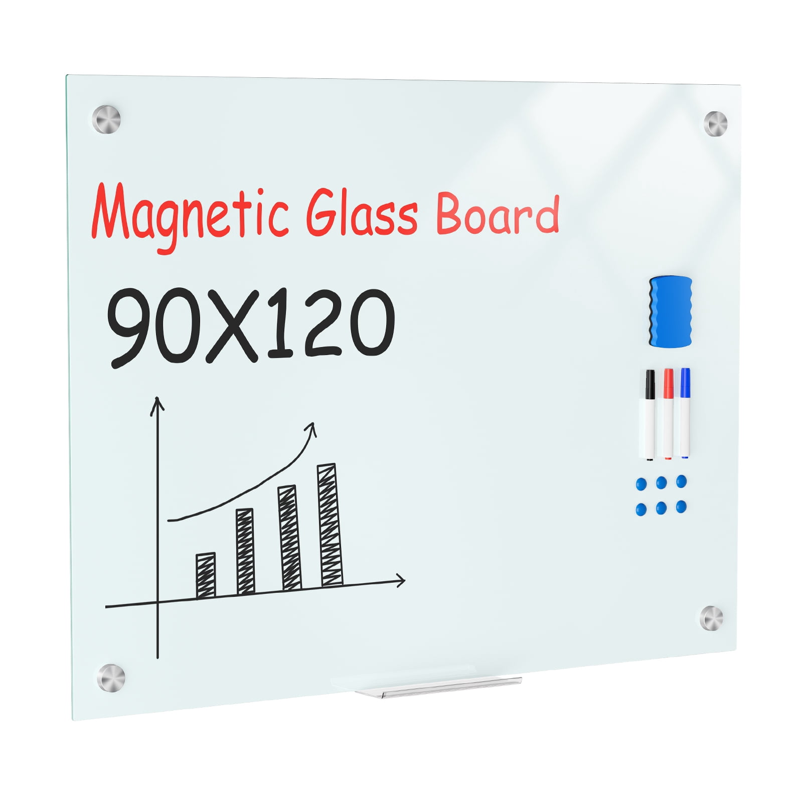 Lorelo Dry Erase Glass Whiteboard, Magnetic Glass Dry-Erase Board ...