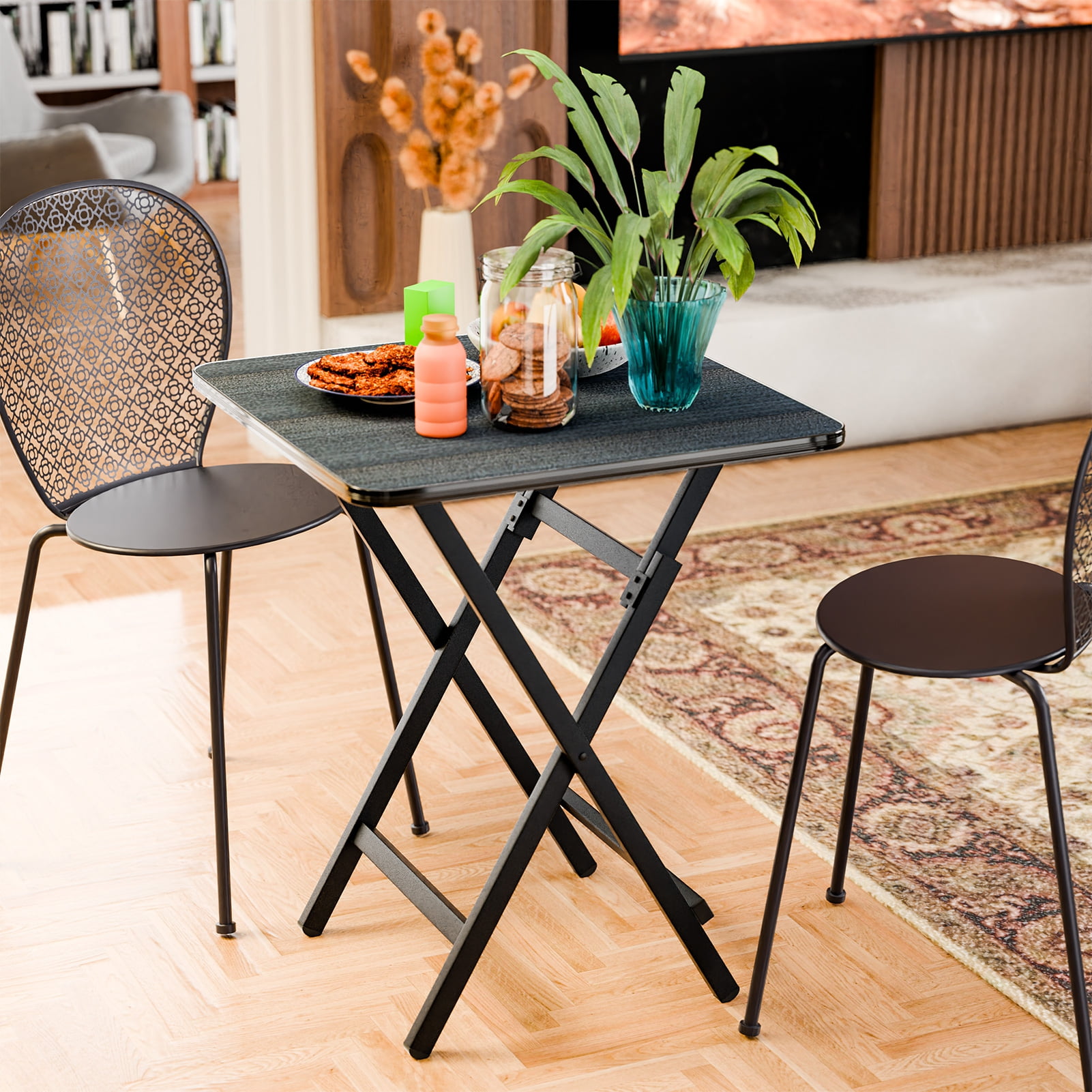 Lorelo Folding Table, Foldable TV Tray Table, TV Dinner Folding Table ...