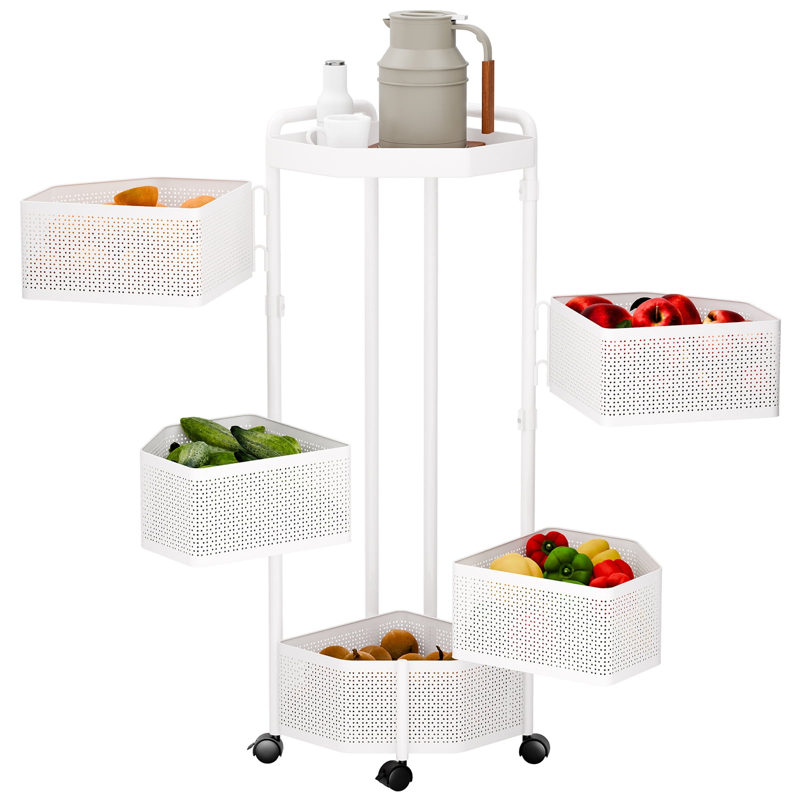 Lorelo Fruit Vegetable Basket, Rotating Storage Shelves Rack, Kitchen ...