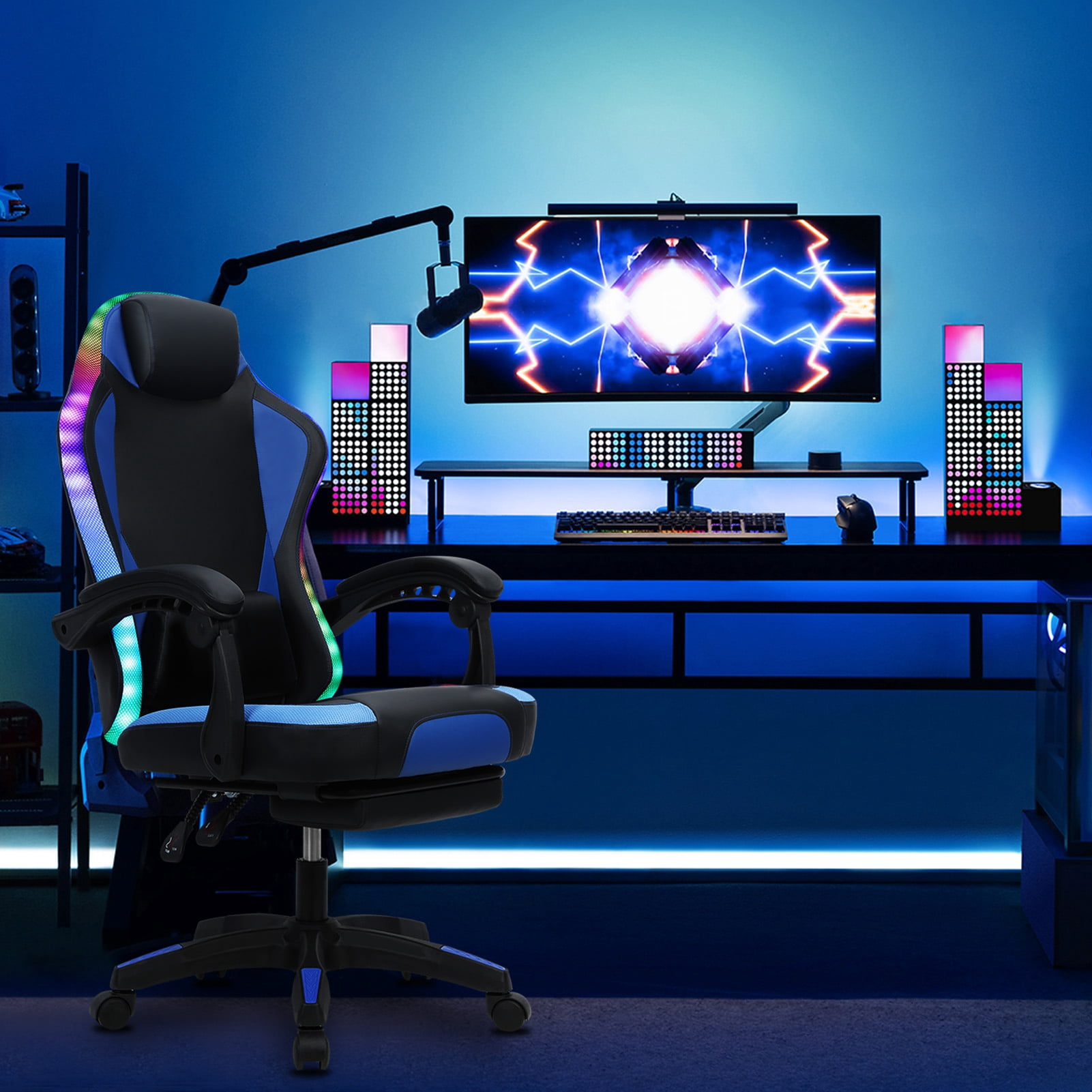 Lorelo Gaming Chair with RGB LED Light, Ergonomic Massage Computer ...