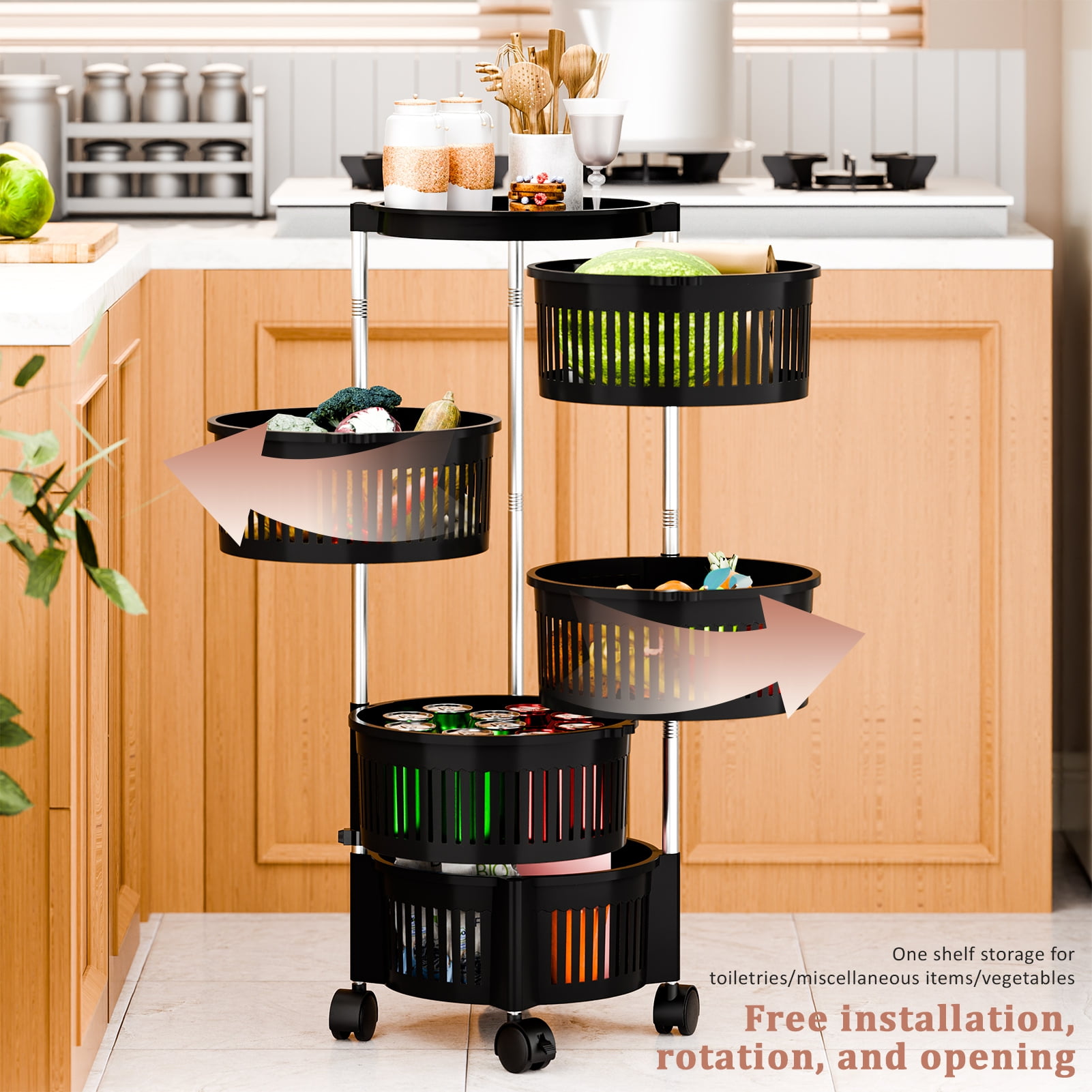 Lorelo Rotating Trolley, Kitchen Trolley, Rotating Kitchen Storage ...