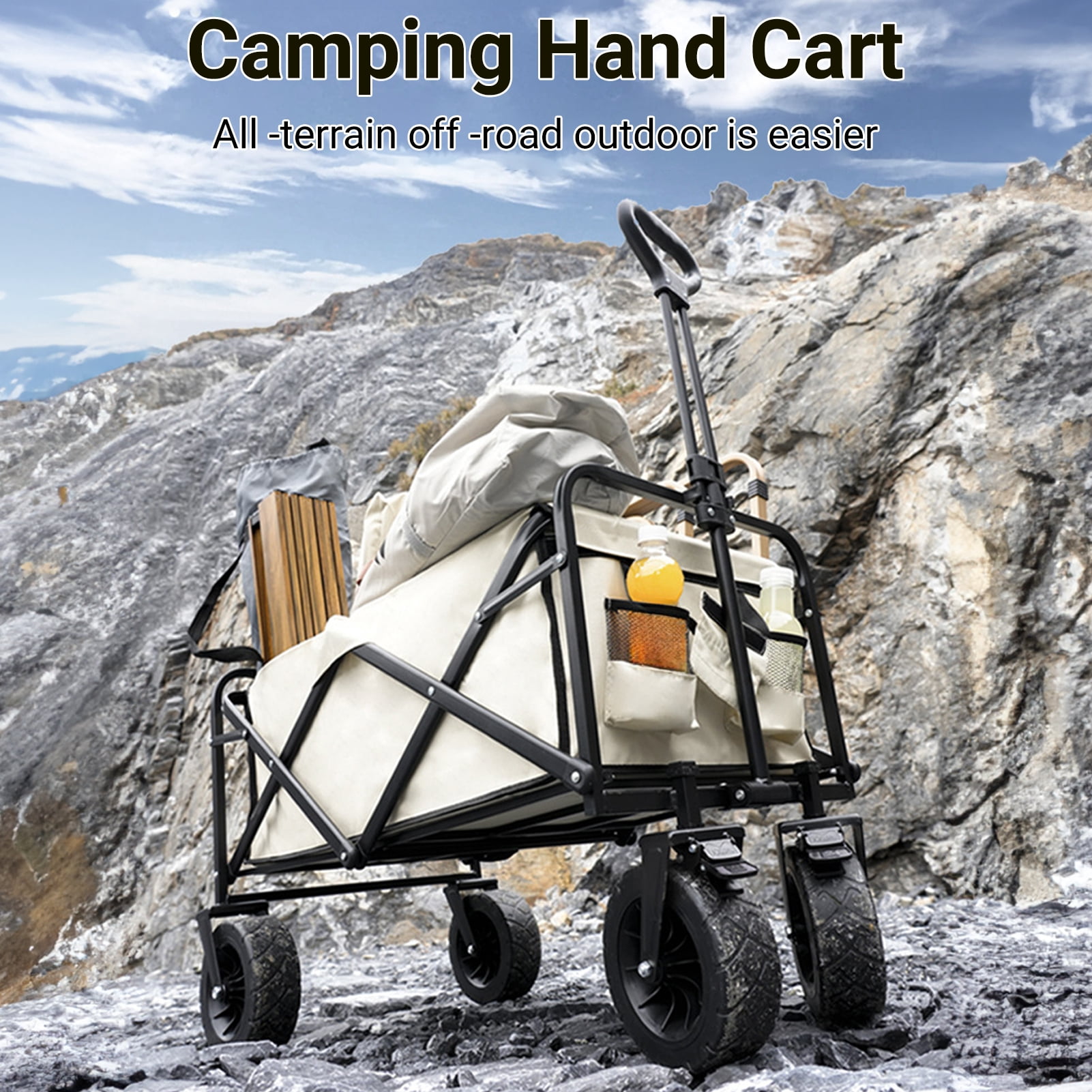 Lorelo Thick Oxford Fabric Camping Trolley with Widened Off-road Wheel ...
