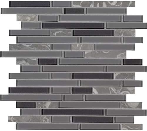 Lorena Grigio Interlocking Pattern Glass Stone Mosaic, 24.5 SFT/case ...