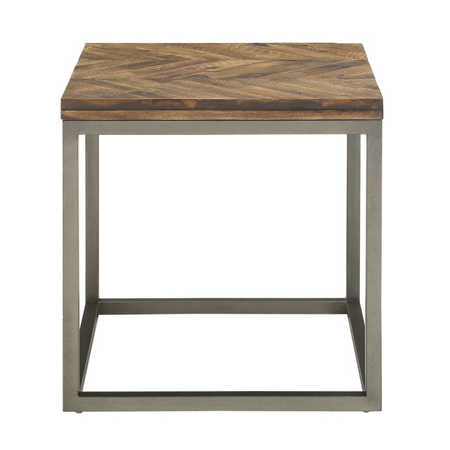 Lorenza Rustic Square Side End Table in Distressed Brown Wood - Walmart.com
