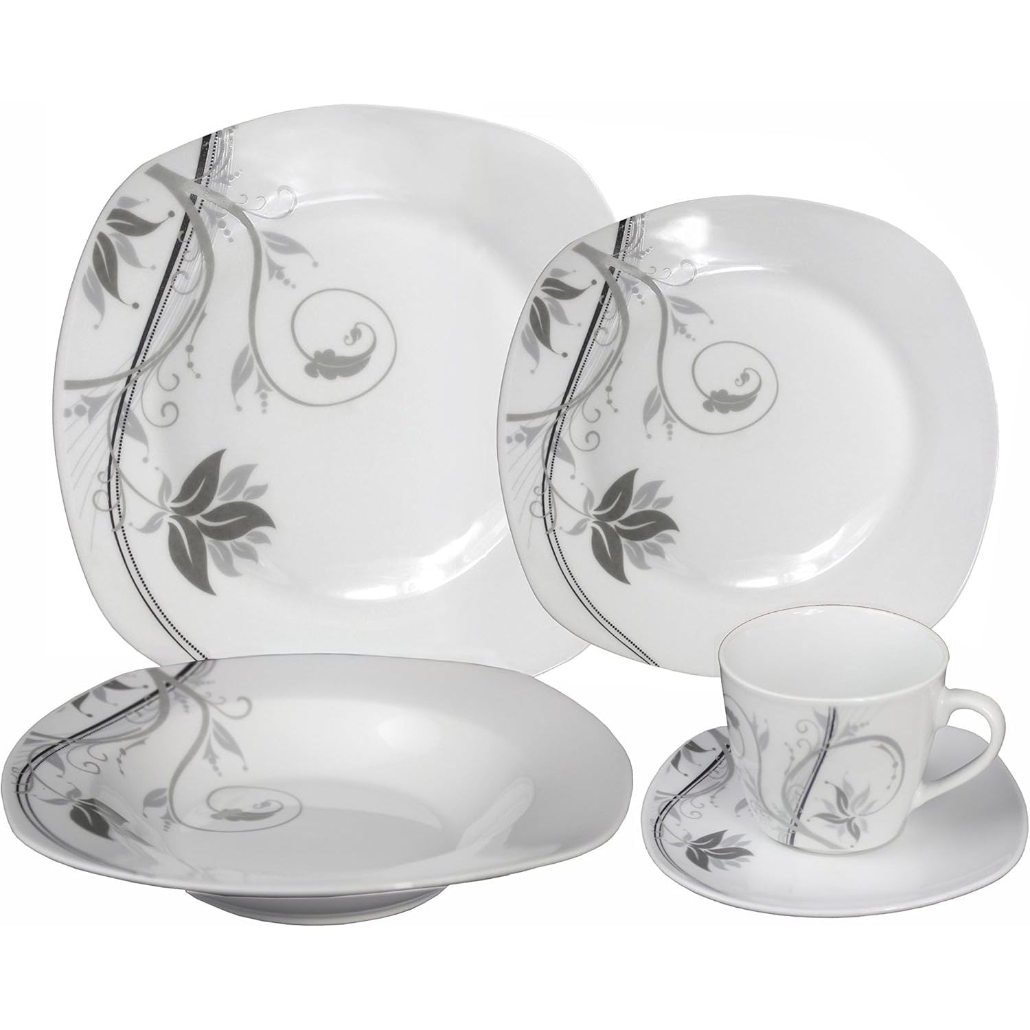 Lorenzo Import Porcelain 20-Piece Square Dinnerware Set Service for 4 ...