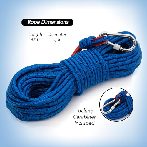 Loreso Strong Magnet Fishing Rope Carabiner, Camping Rope - Heavy Duty ...