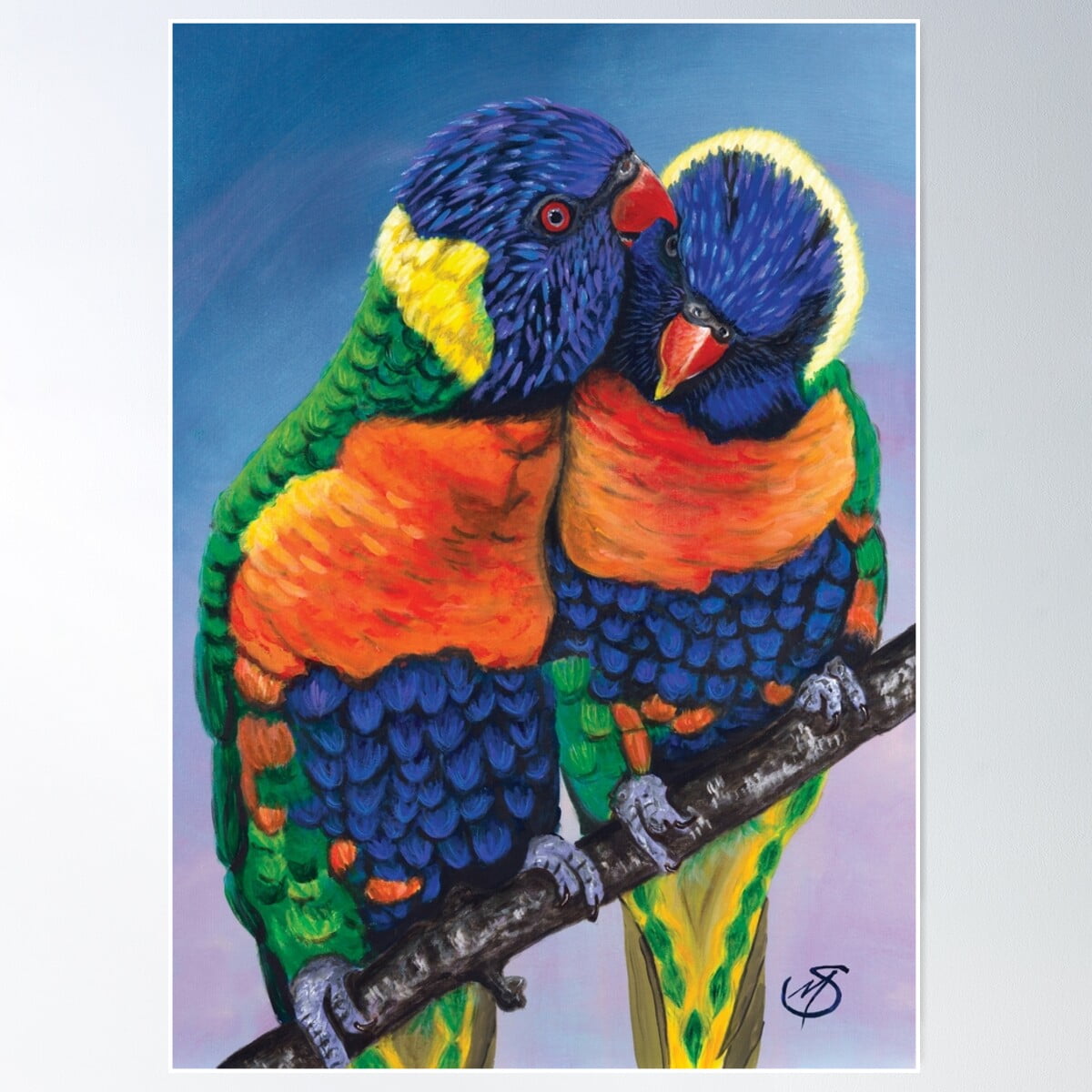 Loretta And Lenny Lorikeets Poster Wall Art, Modern Wall Decor For ...