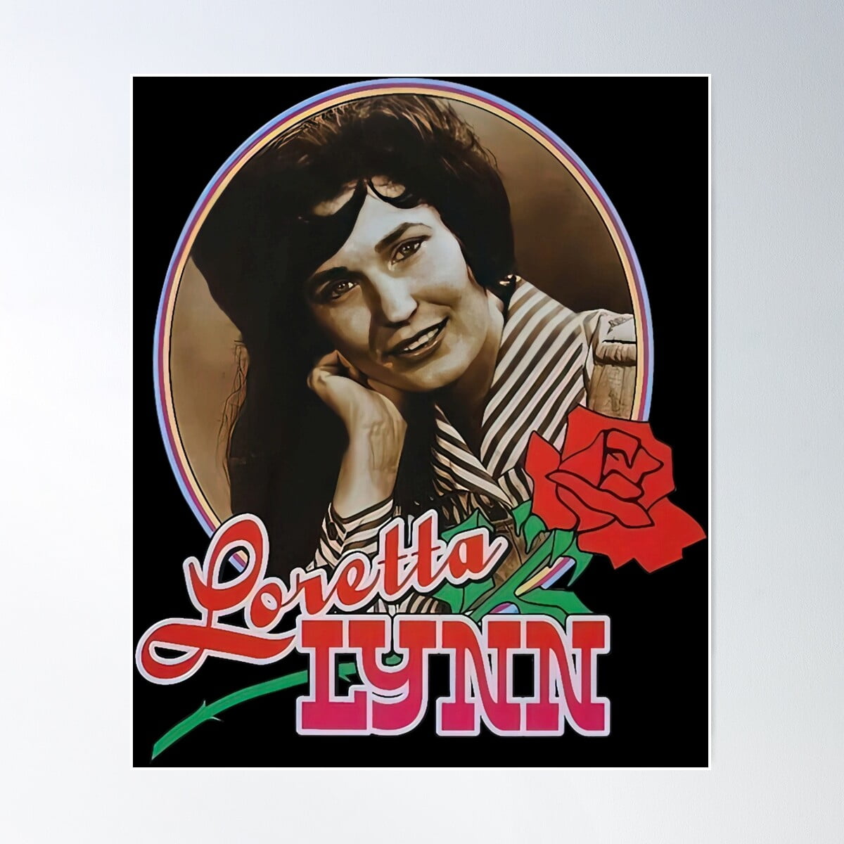 Loretta Lynn Rose Poster Wall Art, Modern Wall Decor For Living Room ...