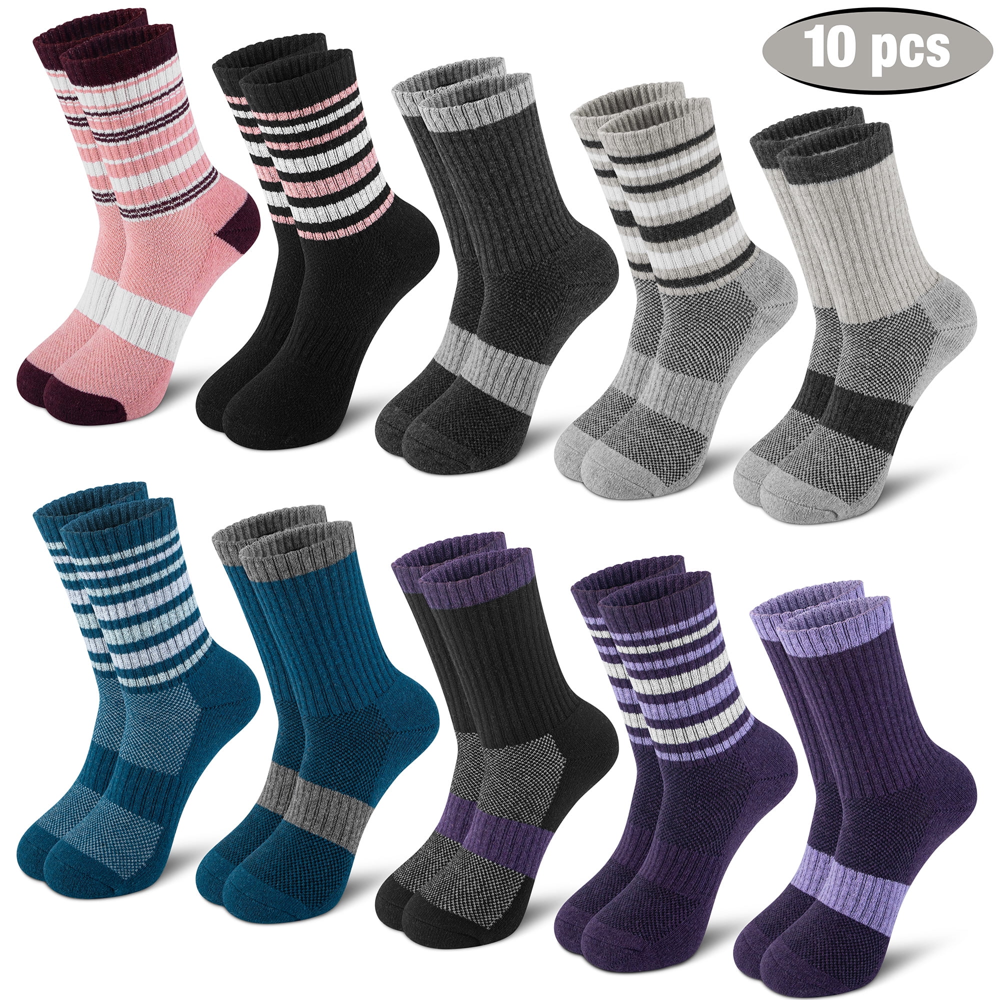 Loritta 10 Pairs Pack Warm Wool Socks for Women Thick Knit Thermal Boot ...