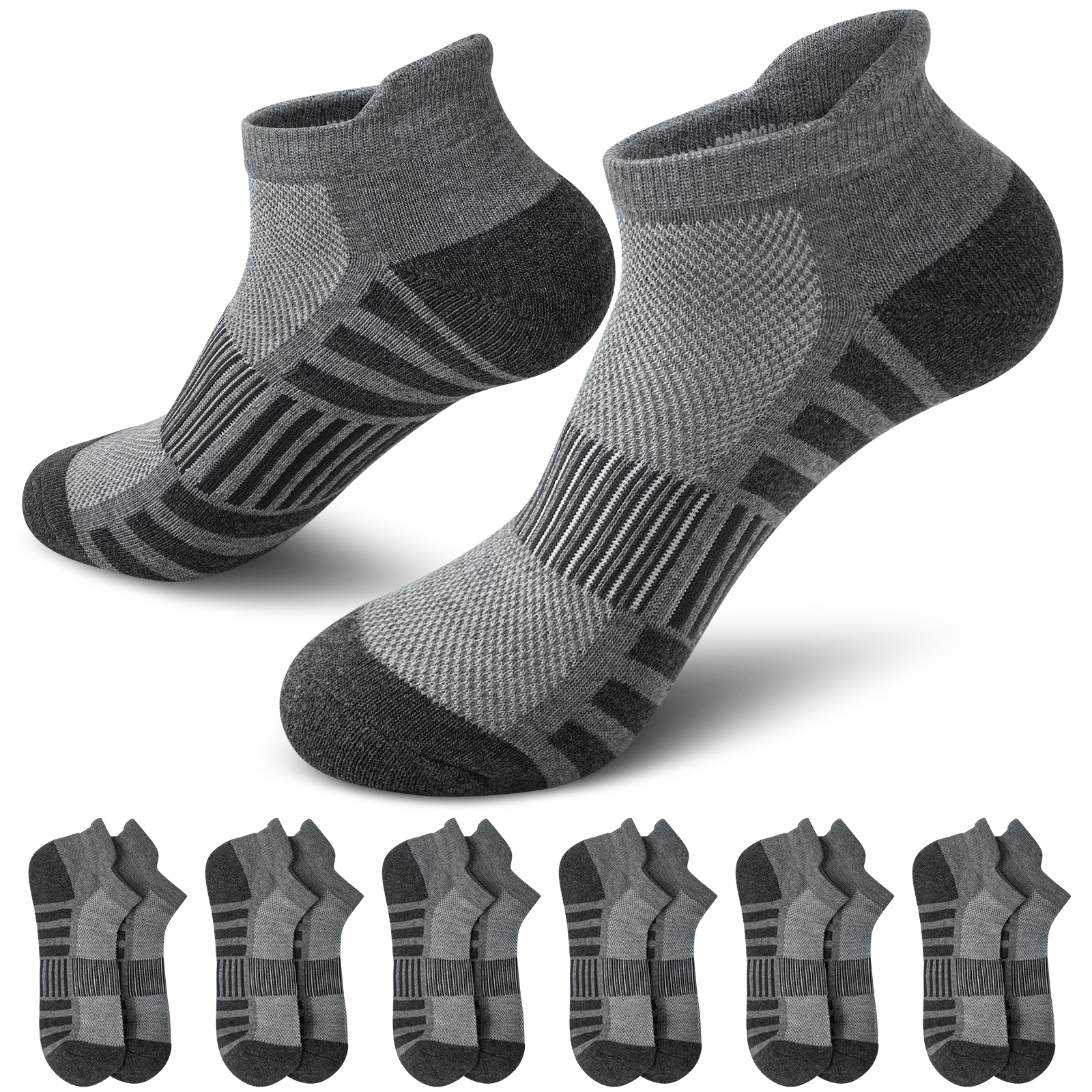 LITERRA Mens Ankle Low Cut Socks Cushioned Brathable Socks 6 Pairs ...