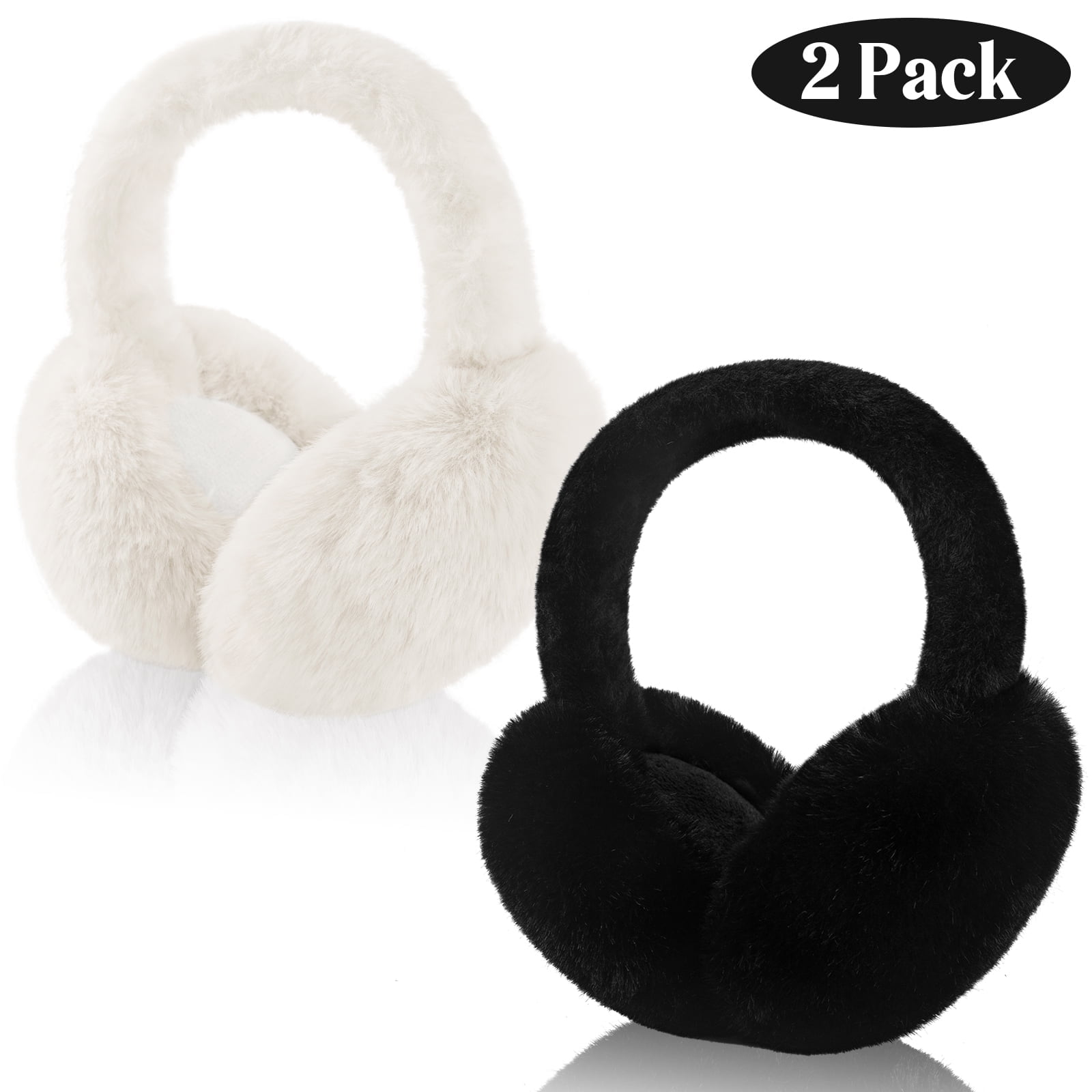 Loritta 2 Packs Women Ear Muffs Soft Cute Foldable Ear Warmers for ...