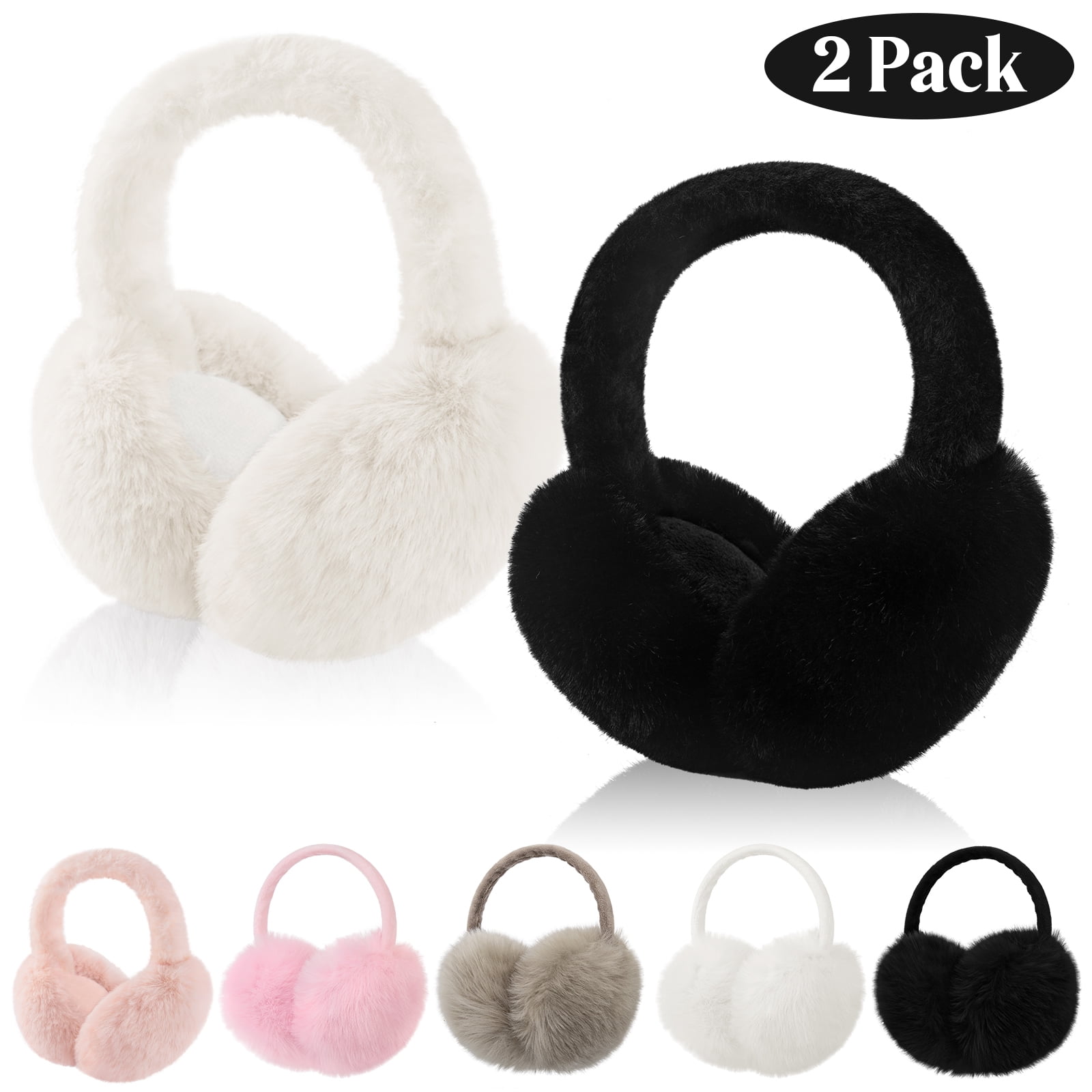 Loritta 2 Packs Women Ear Muffs Soft Cute Foldable Ear Warmers For