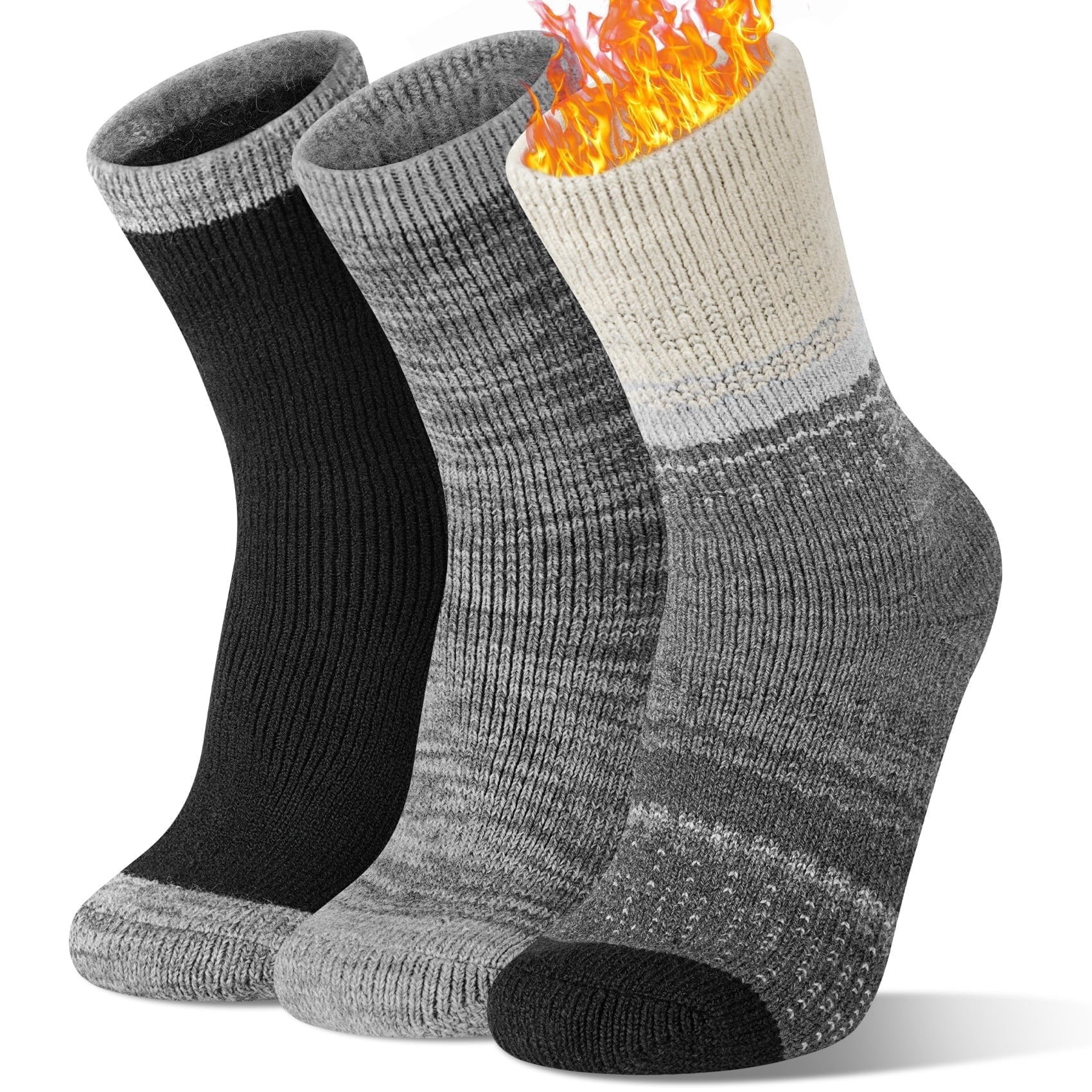 Loritta 2 Pairs Thermal Socks for Women, Winter Thick Warm Heated Boot ...