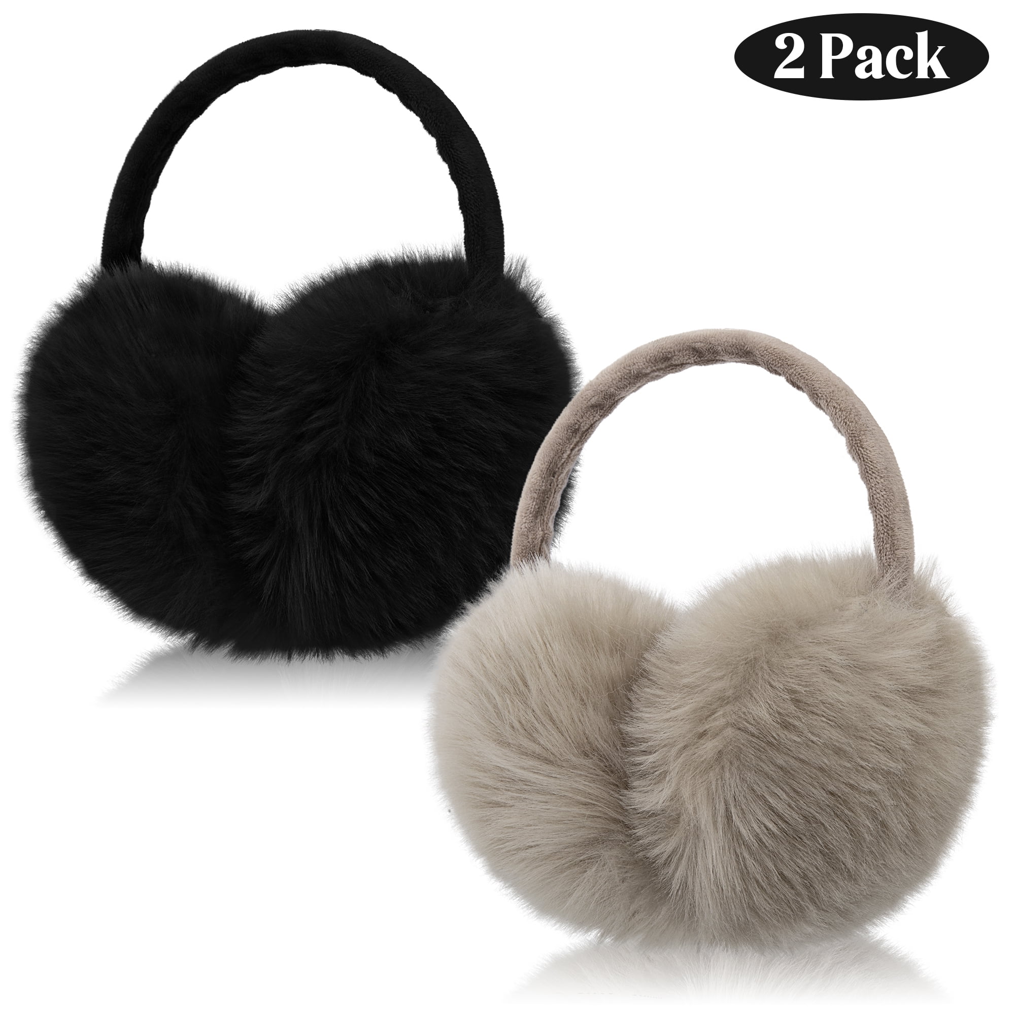 Loritta 2 Pcs Winter Earmuffs For Women Fluffy Cute Ear Muffs For