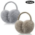 Loritta 2 Pcs Adult Foldable Winter Earmuffs For Women Fluffy Cute Ear