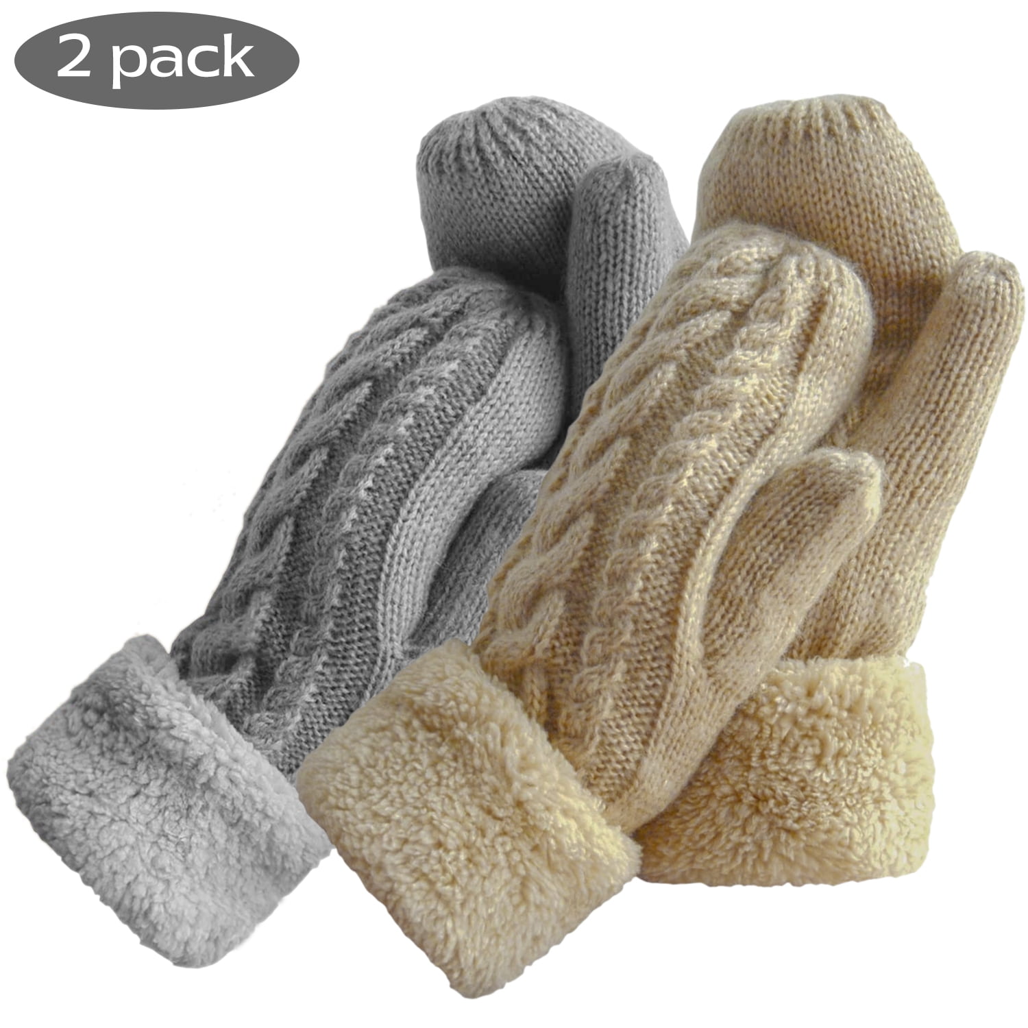 Loritta 2Pcs Warm Lined Winter Gloves for Women - Cozy and Thick Mittens for Adult, Suitable for ...