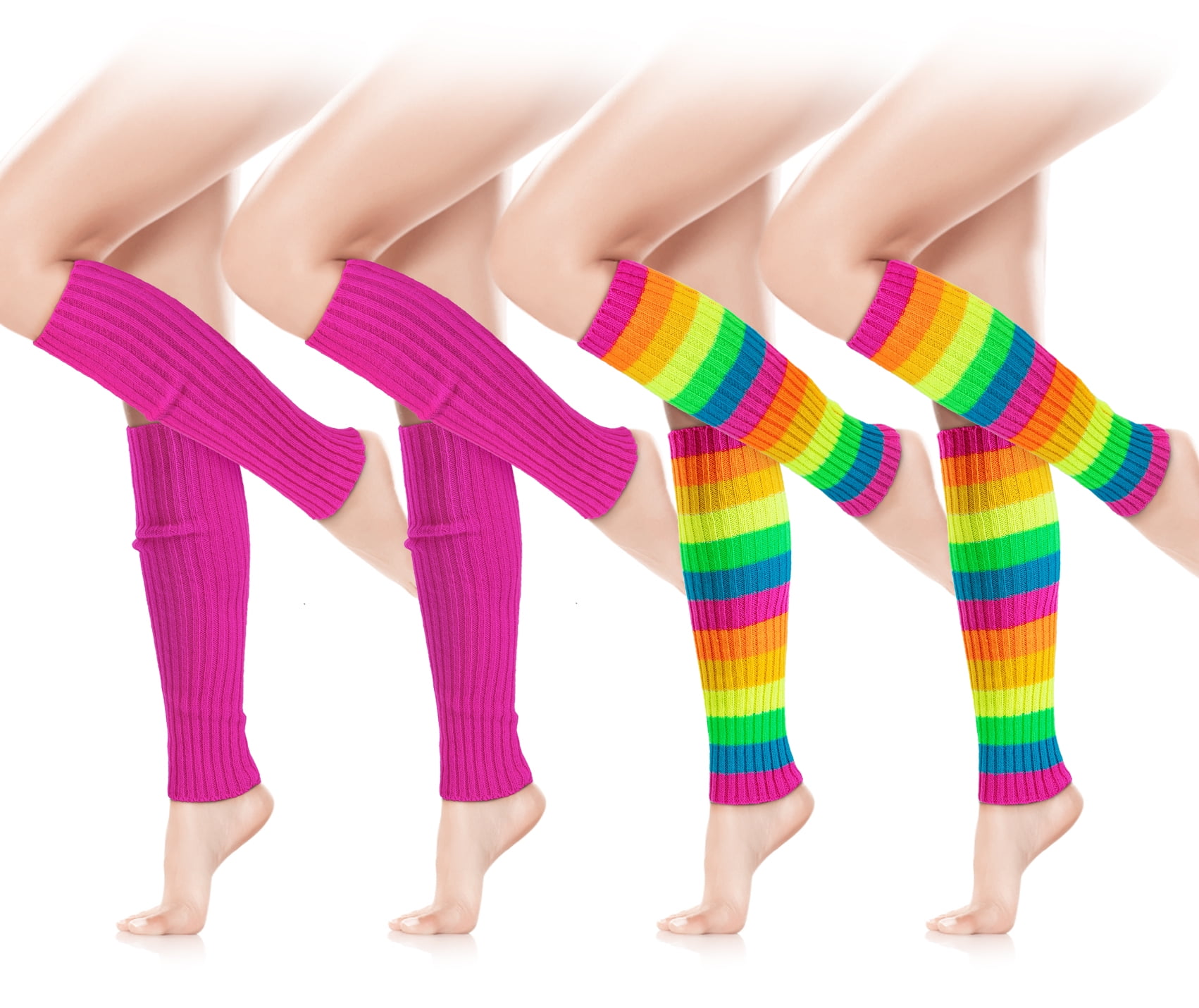 Loritta Warm Pack: 4 Pairs Women's High Knee Leg Warmers, Long Boot ...