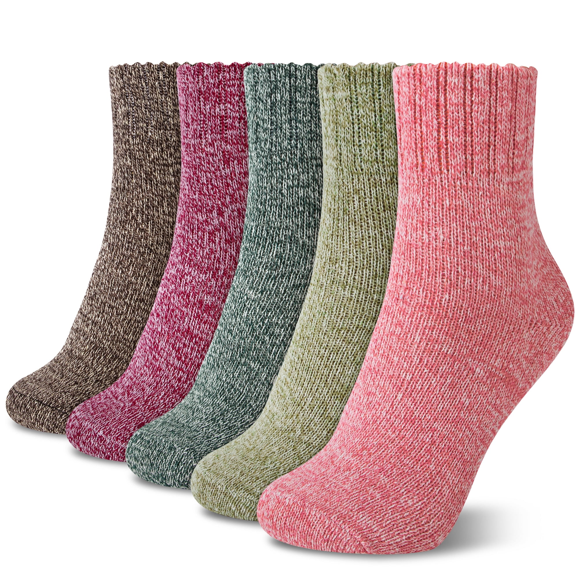 Loritta 5 Pairs Womens Socks Wool Socks Thick Knit Warm Winter Socks ...