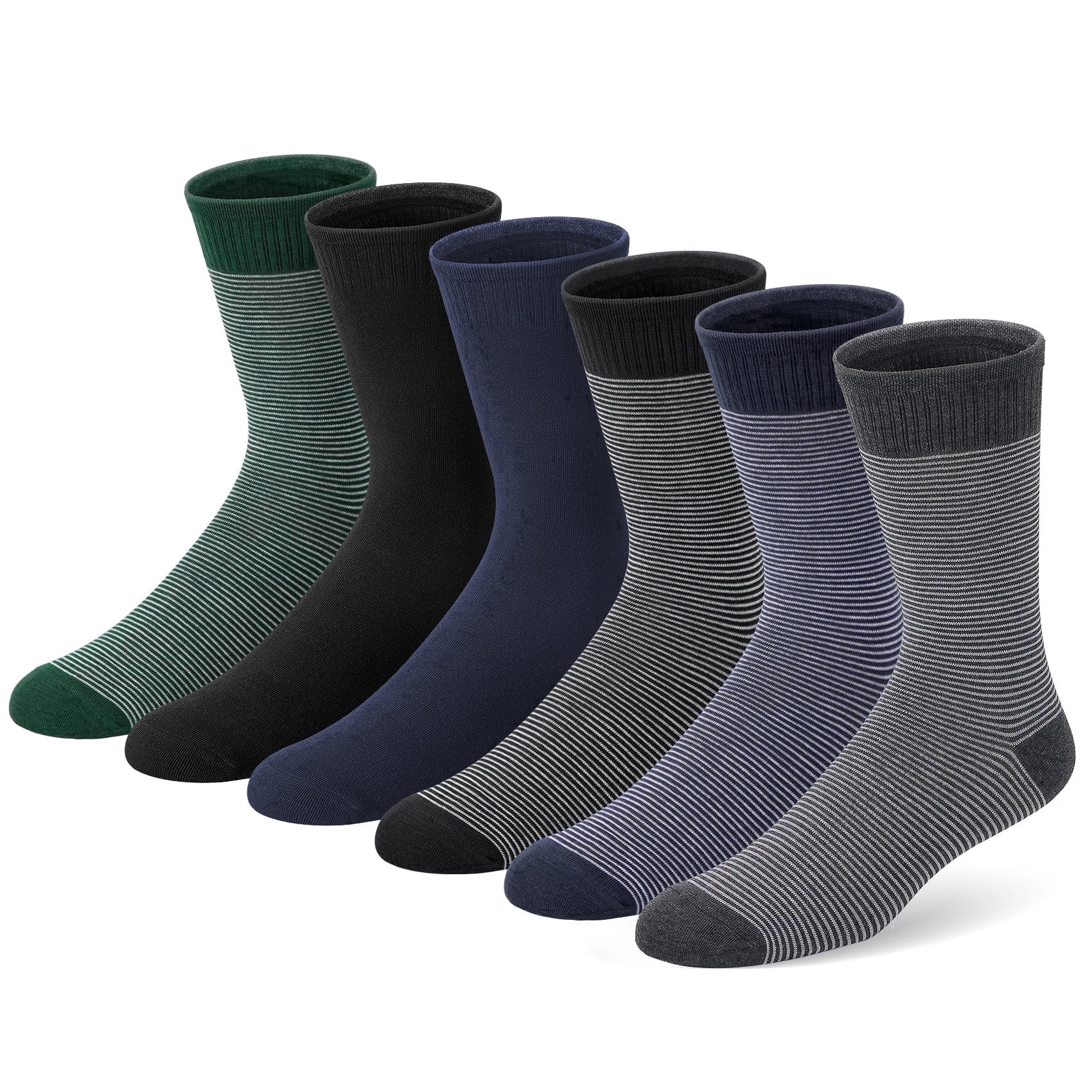 Loritta 6 Pairs Mens Dress Socks Business Breathable Crew Socks for Men ...
