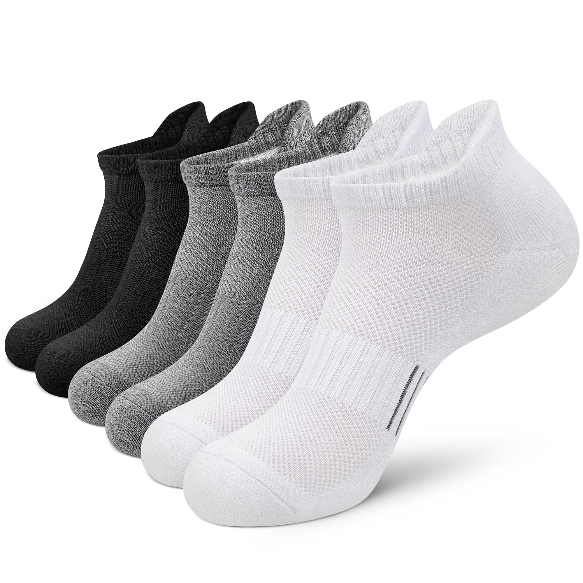 Loritta Value Set 6 Pairs Mens Ankle Socks, Black Athletic No Show ...