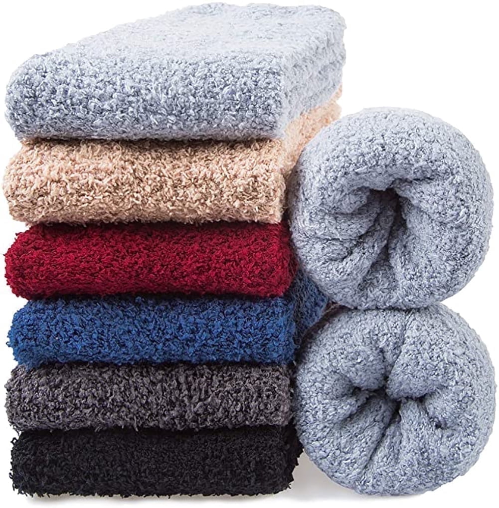 Loritta, Mens Fuzzy Socks, Size 6-12, 6 Pairs Warm Winter Cozy Socks ...