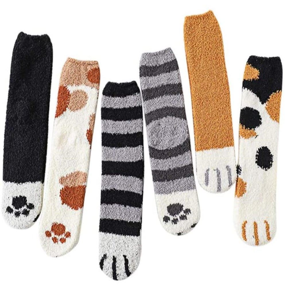 6 Pairs Colorful Women Soft Fluffy Bed Socks Winter Warm Lounge Slipper ...
