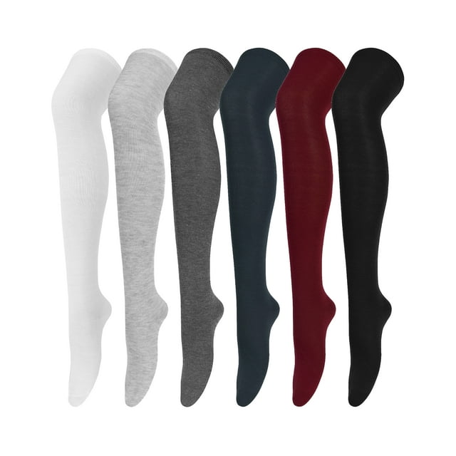 Loritta 6 Pairs Womens Thigh High Socks Over The Knee High Socks One Size Style B