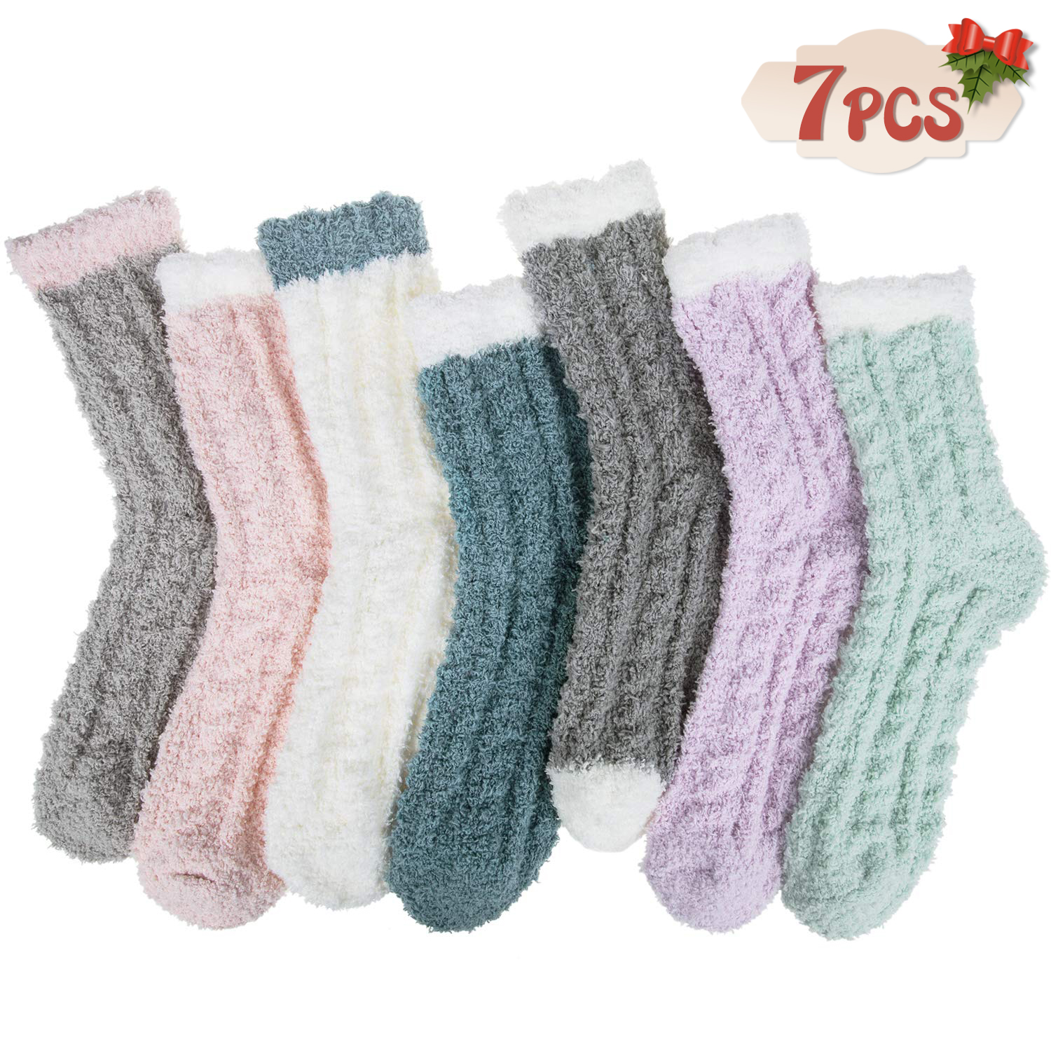 YOMYM 7 Pairs Womens Fuzzy Socks Cozy Fluffy Winter Cabin Slipper Warm Fleece Soft Thick Comfy ...