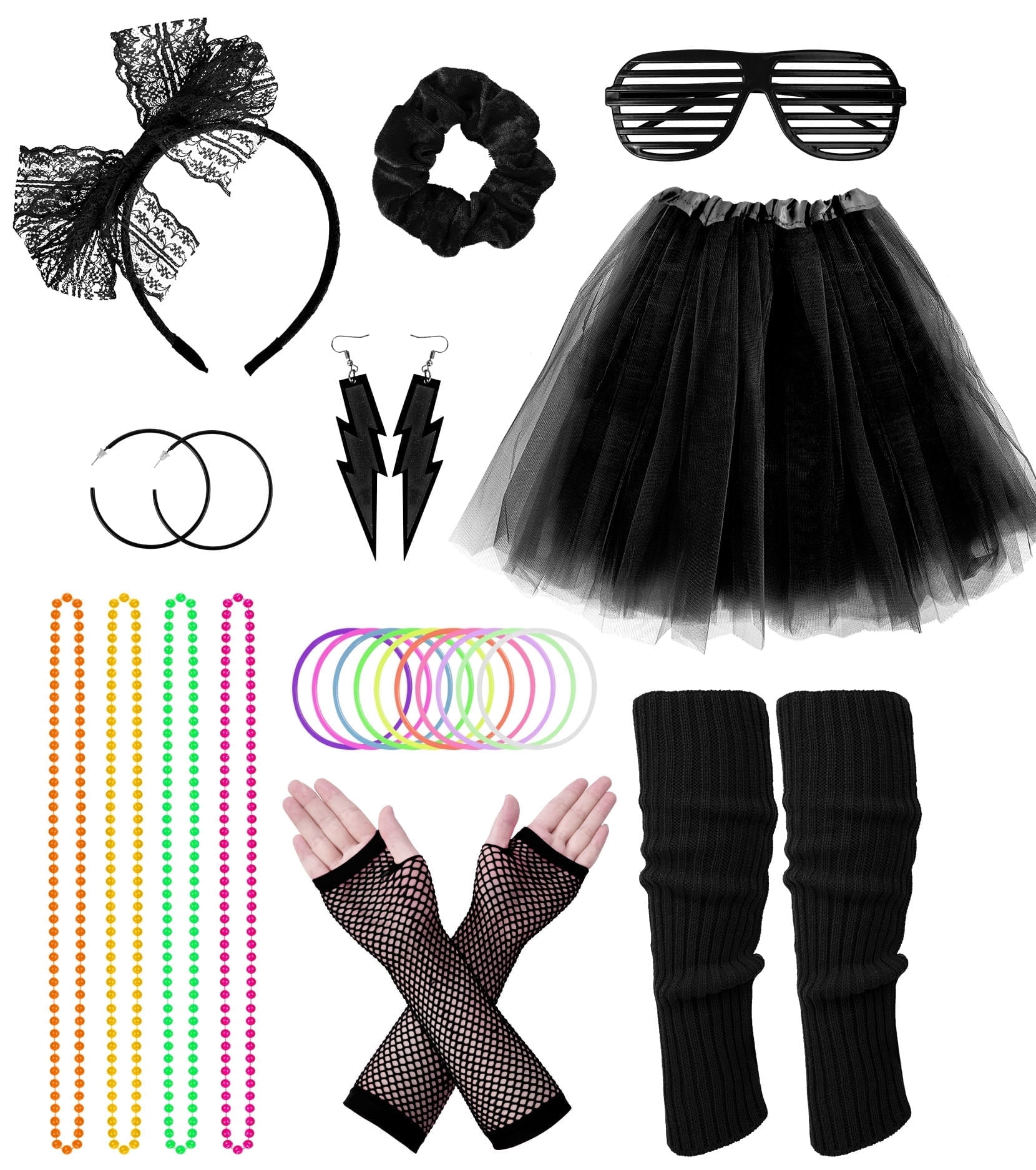 Loritta 80s Costumes for Women Fancy Outfit Accessories Set with ...