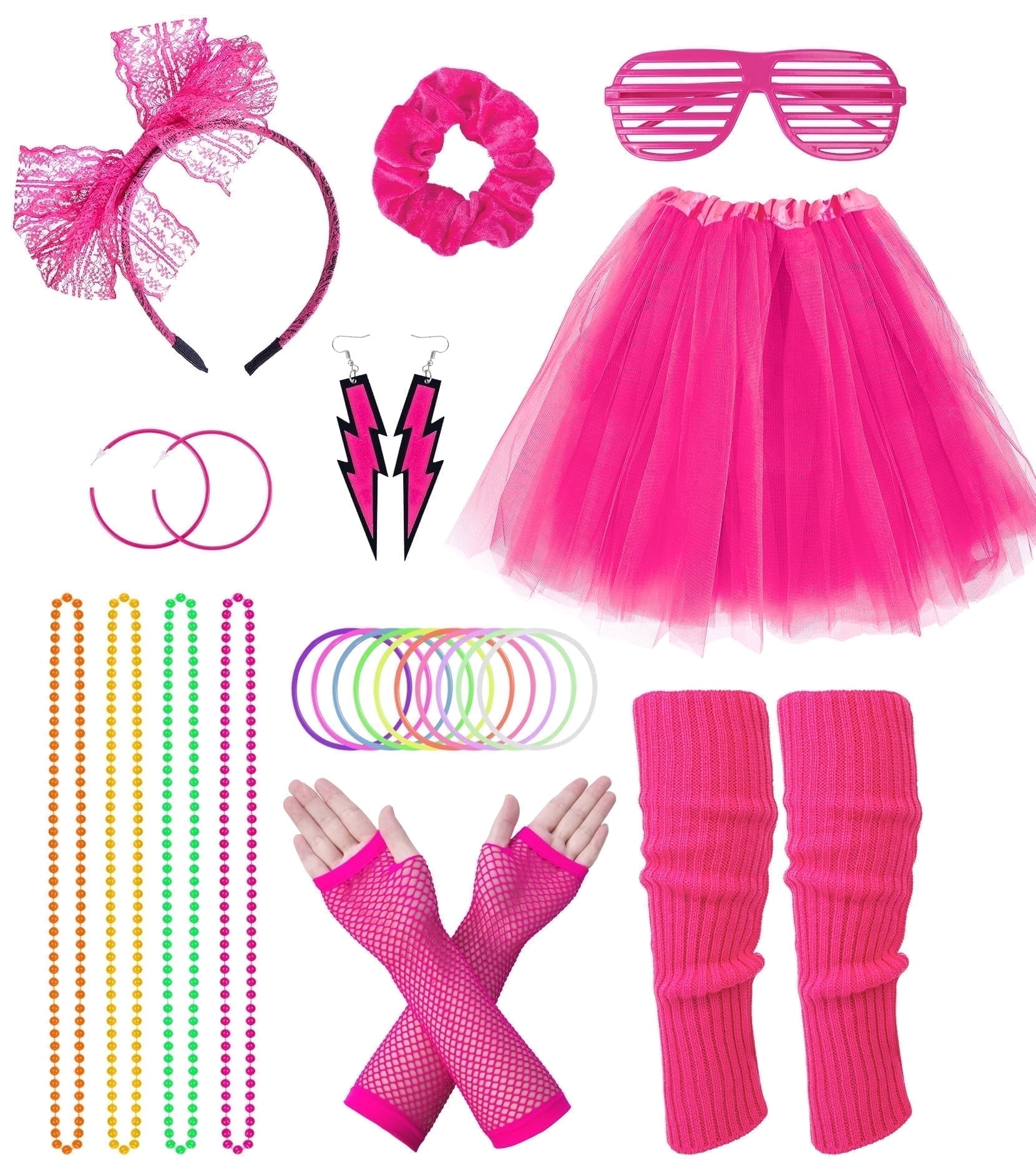 Loritta 80s Women's Fancy Dance Costume Kit with Fishnet Gloves, Leg ...
