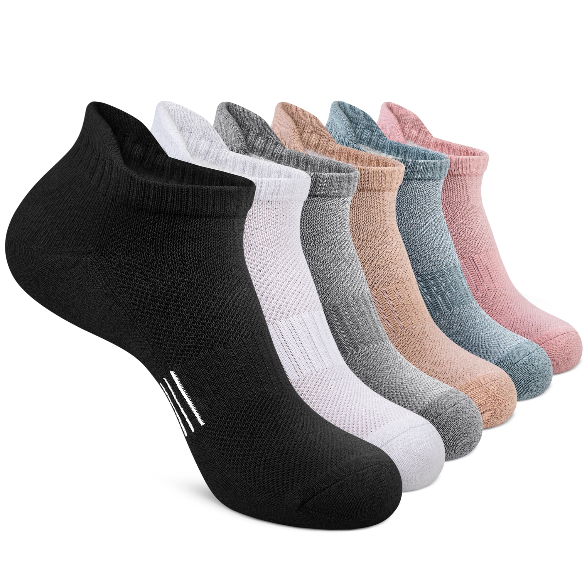 Loritta Women's Athletic Ankle Socks, 6 Pairs No Show Low Cut, Size 6-8 ...