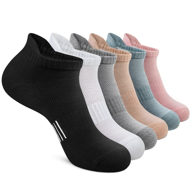 Loritta Women's Athletic Ankle Socks, 6 Pairs No Show Low Cut, Size 6-8 ...