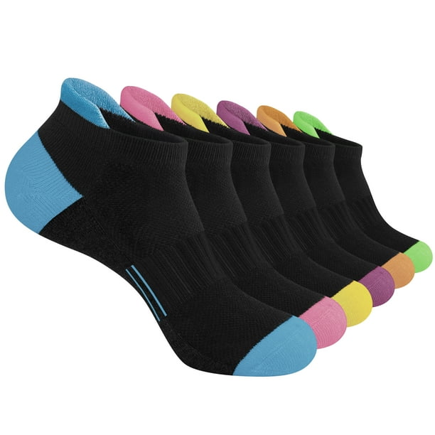 Loritta Ankle Socks for Women 6 Pairs Low Cut Black Athletic No Show ...