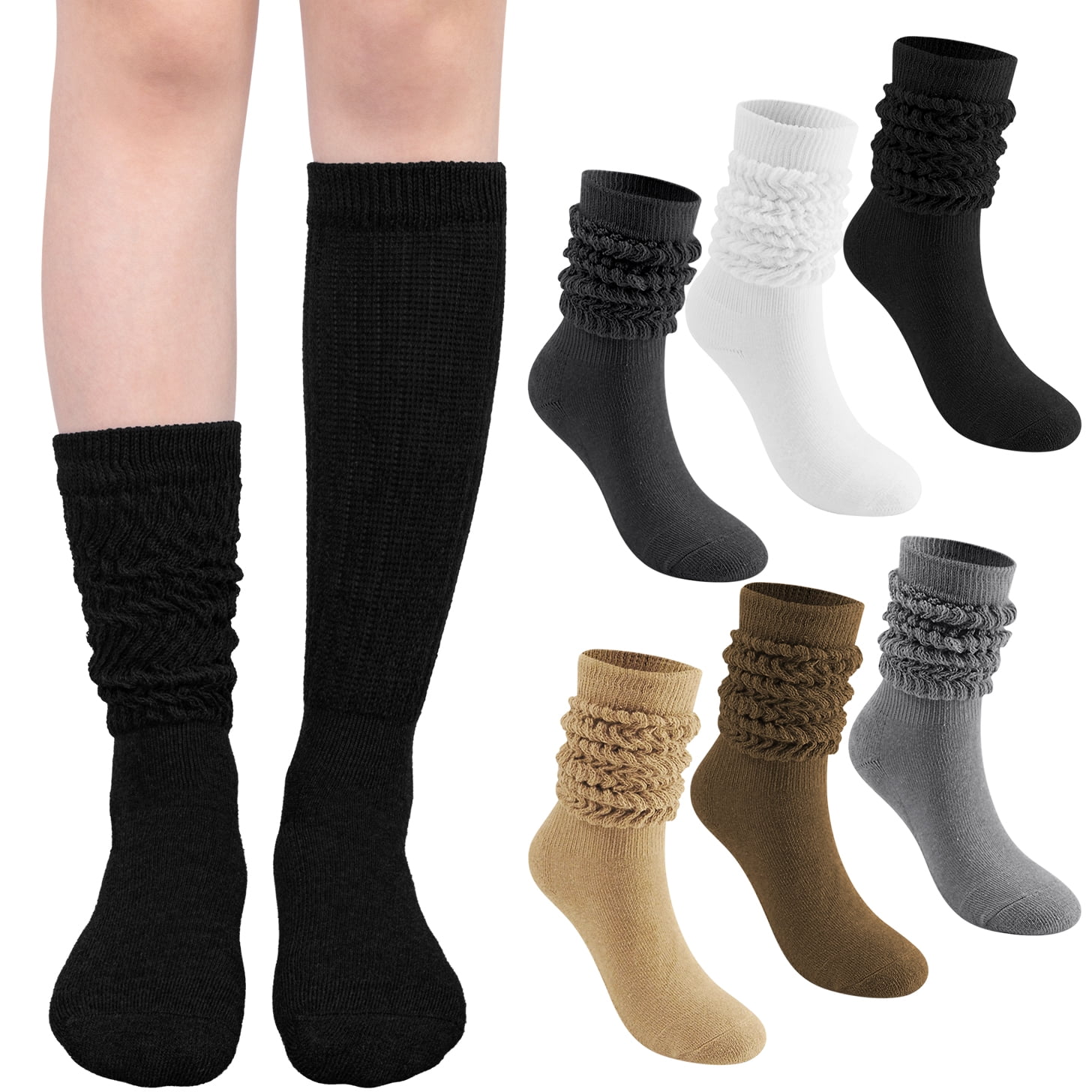 Loritta Slouch Socks Women Extra Long Knee High Socks Knit Soft Slouchy ...